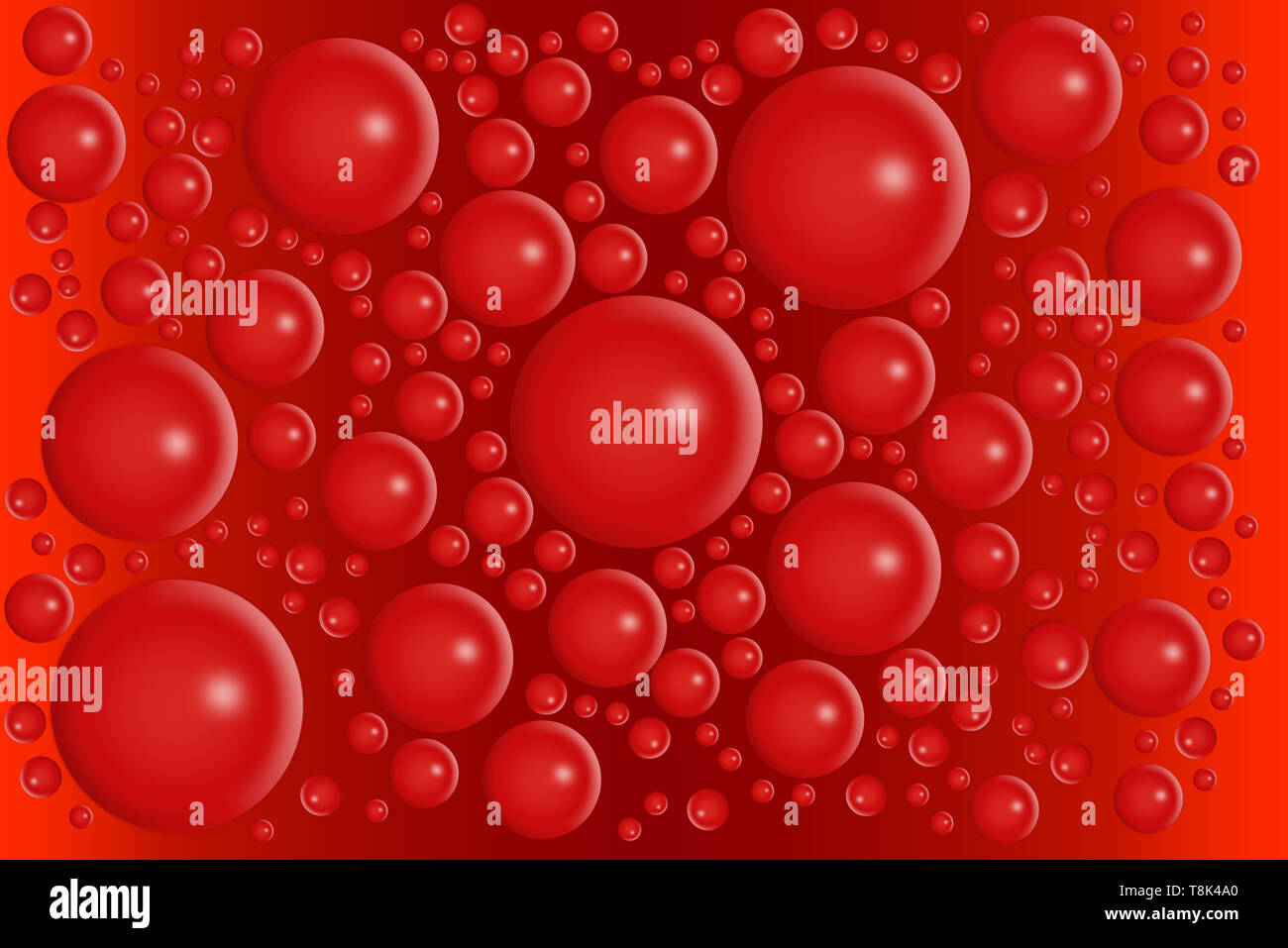 Red bubbles on same color gradient background. Blood molecules or ...
