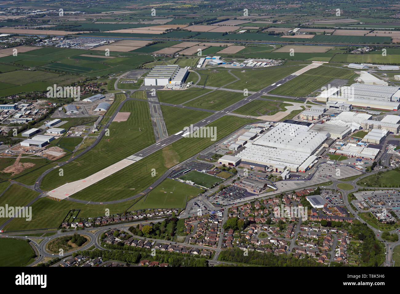 aerial view of Hawarden Airport, home of Airbus UK, near Chester ...