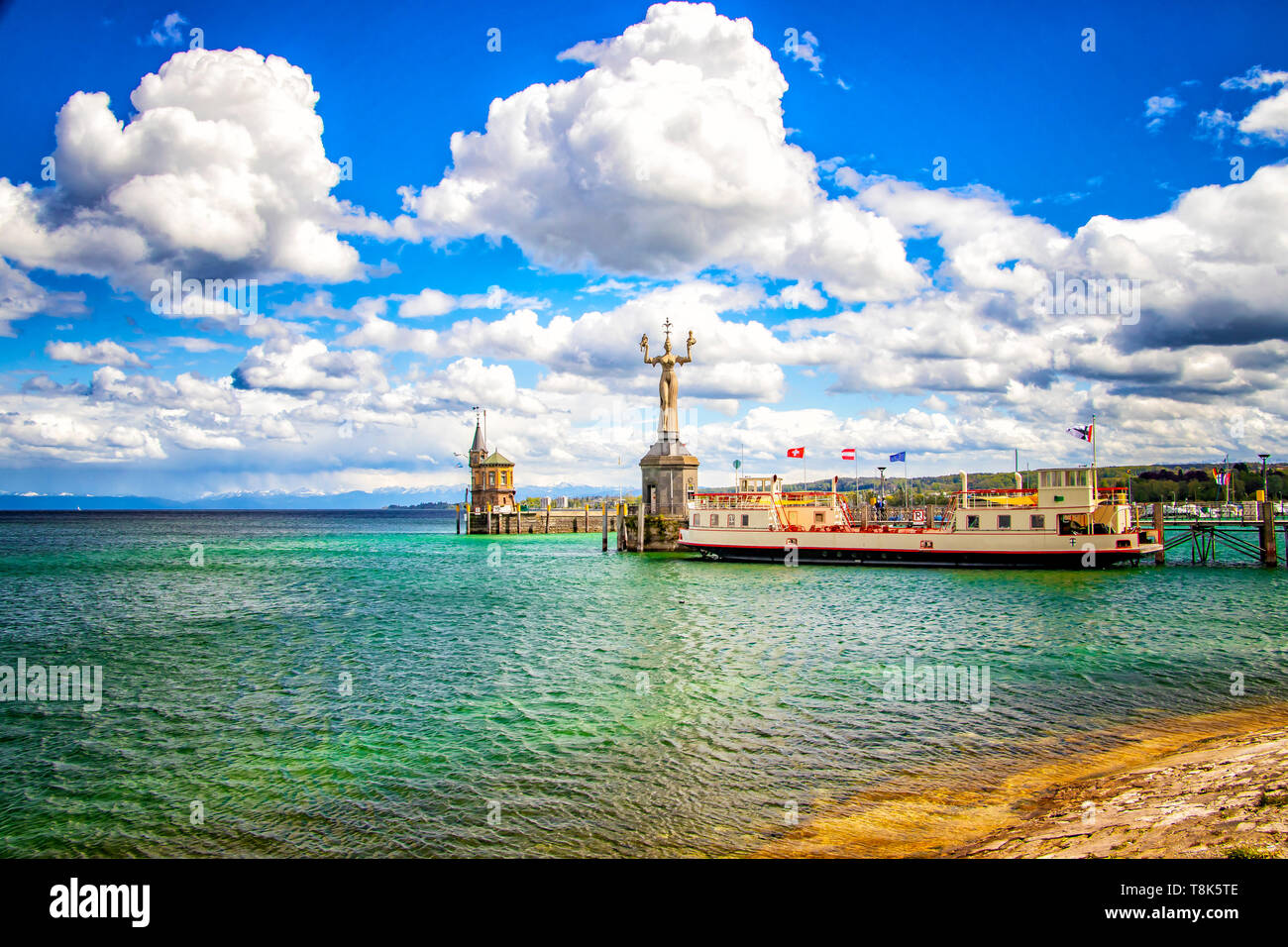 The city Constance on the Lake Constace, Bodensee. The view from the ...