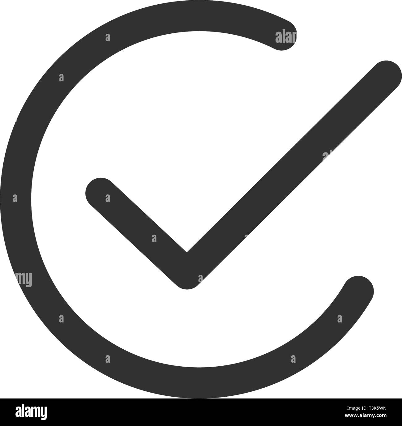 check mark in circle. Vector illustration isolated on white Stock ...