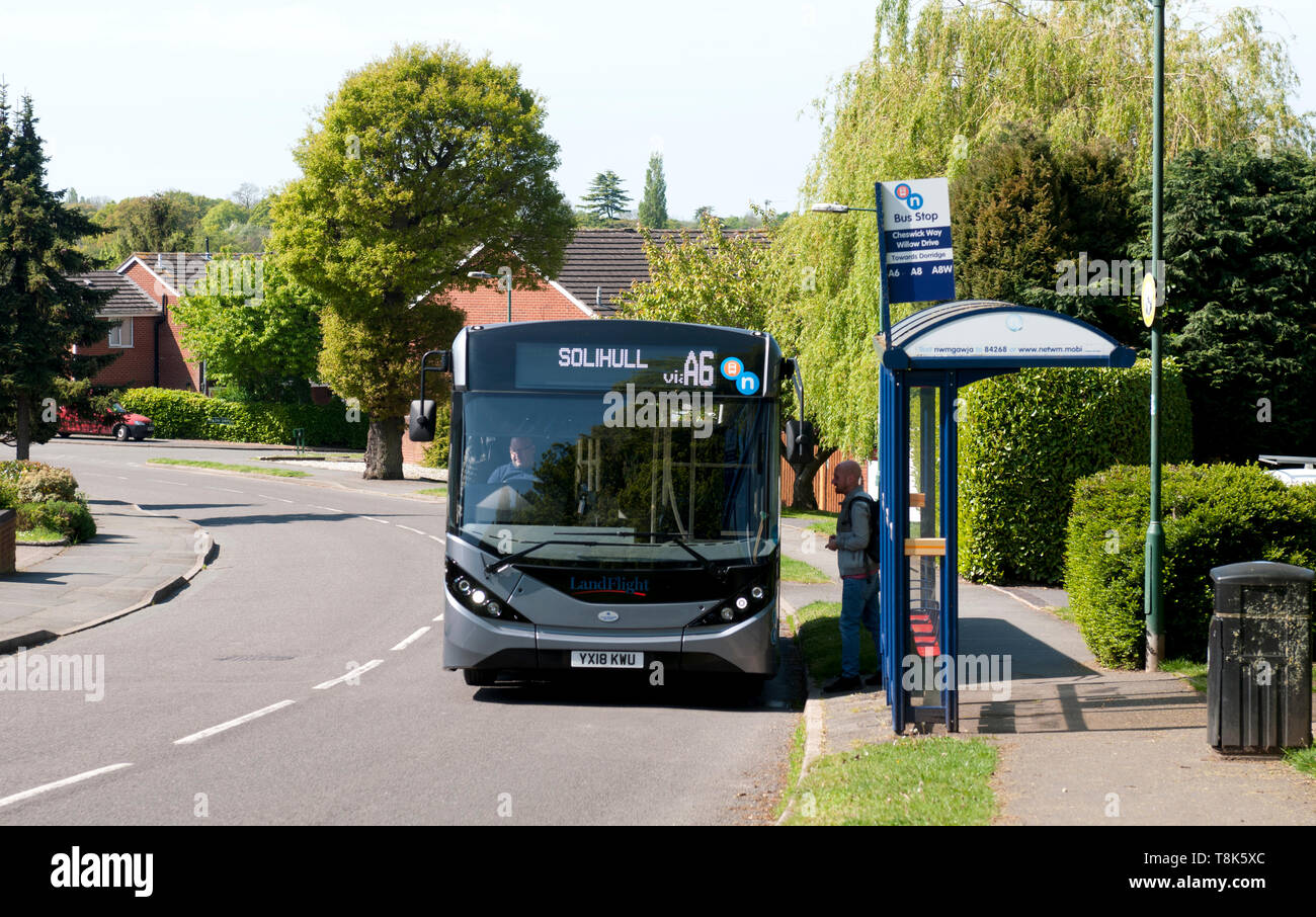 LandFlight A6 bus service, Cheswick Green village, near Solihull, West ...