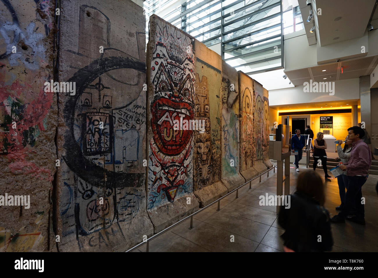 A section of Berlin Wall display in Newseum at 555 Pennsylvania Avenue ...