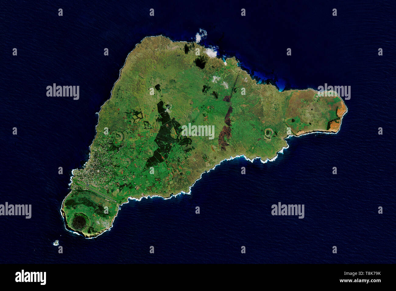 Easter Island in the southeastern Pacific Ocean seen from space ...