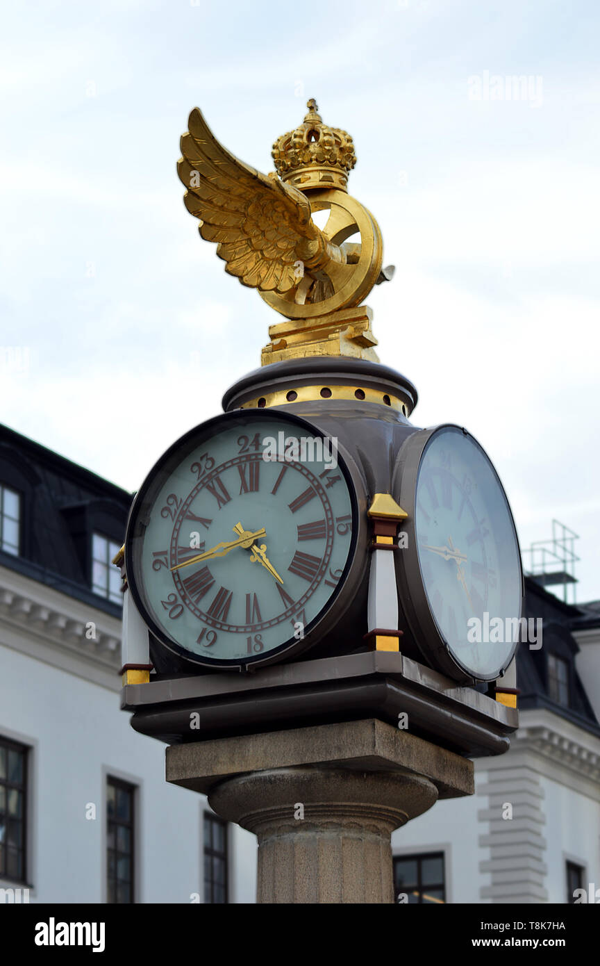 STOCKHOLM, SWEDEN - 4 APRIL 2019: The station clock at Central Station ...
