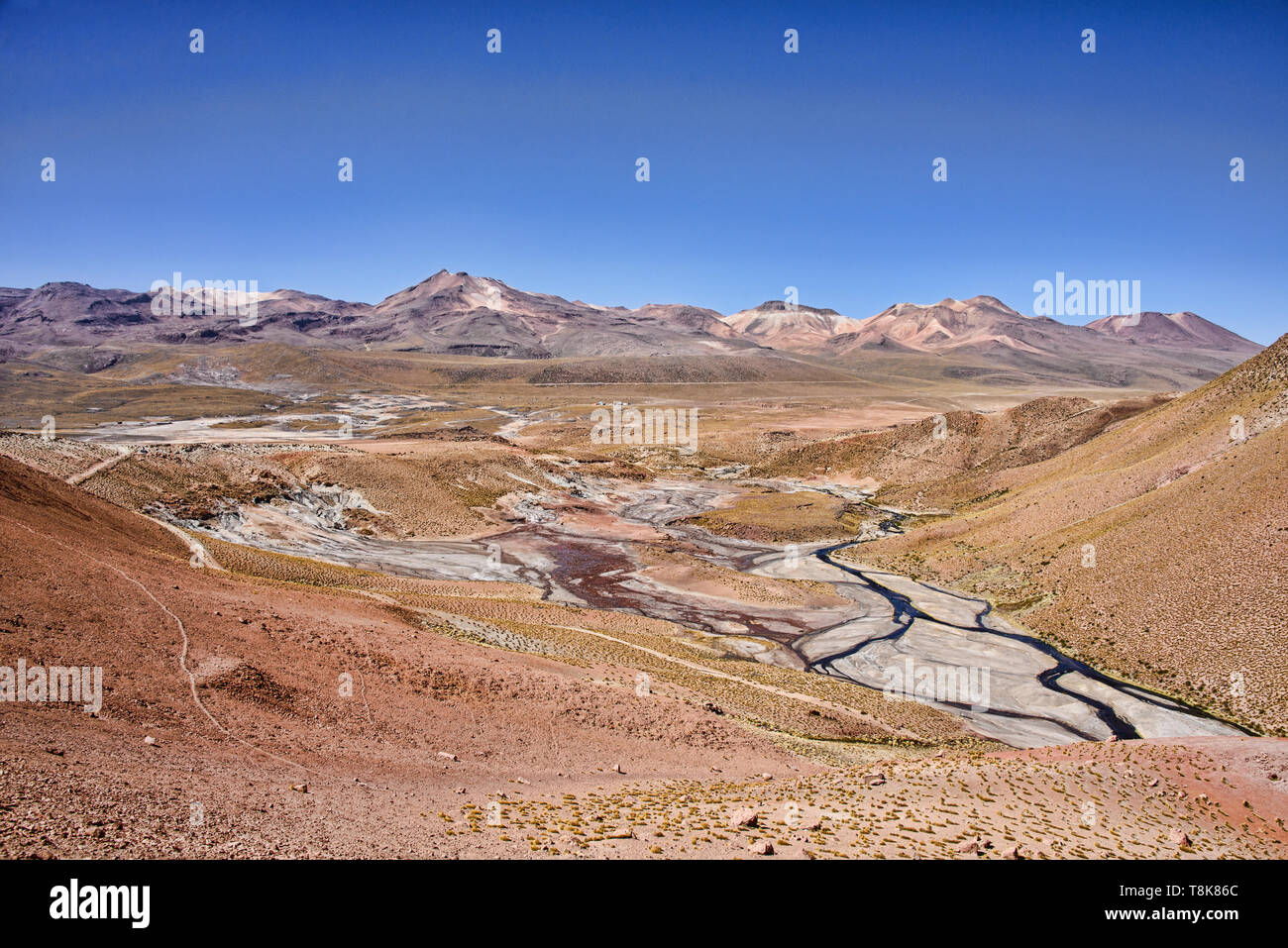 View of the Rio Blanco near El Tatio Geyser, San Pedro de Atacama ...