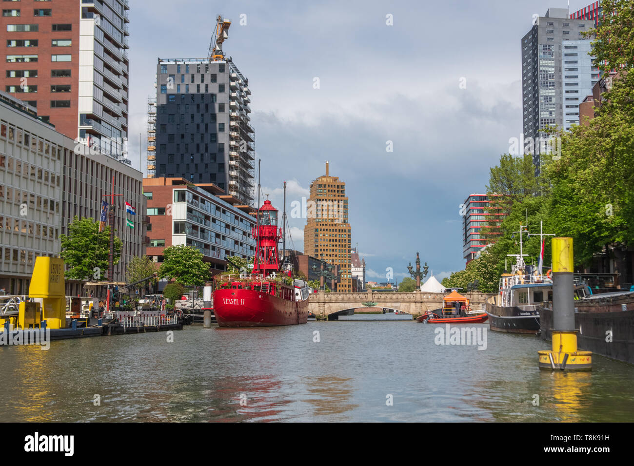 Rotterdam skyline and New Meuse river - building under construction ...