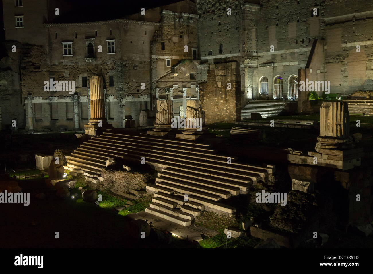 Forum of Augustus night scene, Italian landmark, Rome. Roma landscape ...