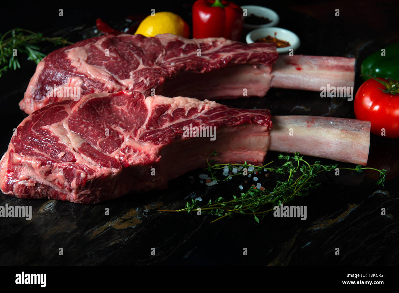 Raw Tomahawk Steak meat Stock Photo - Alamy