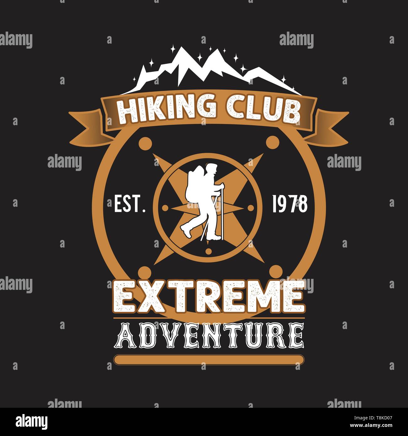 Hike Quote and saying. Hiking Club Extreme Adventure Stock Vector Image ...