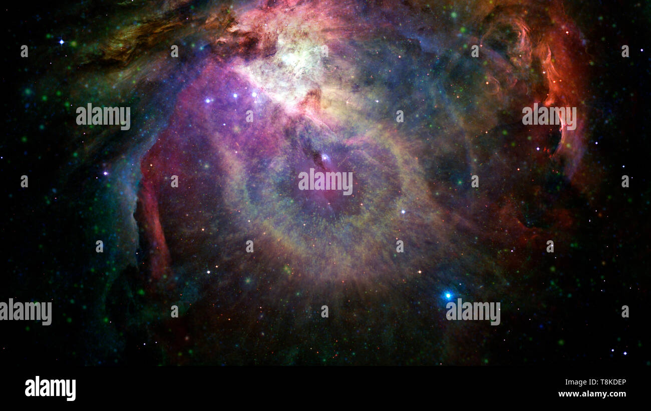 Outer space art. Nebulas, galaxies and bright stars in beautiful ...