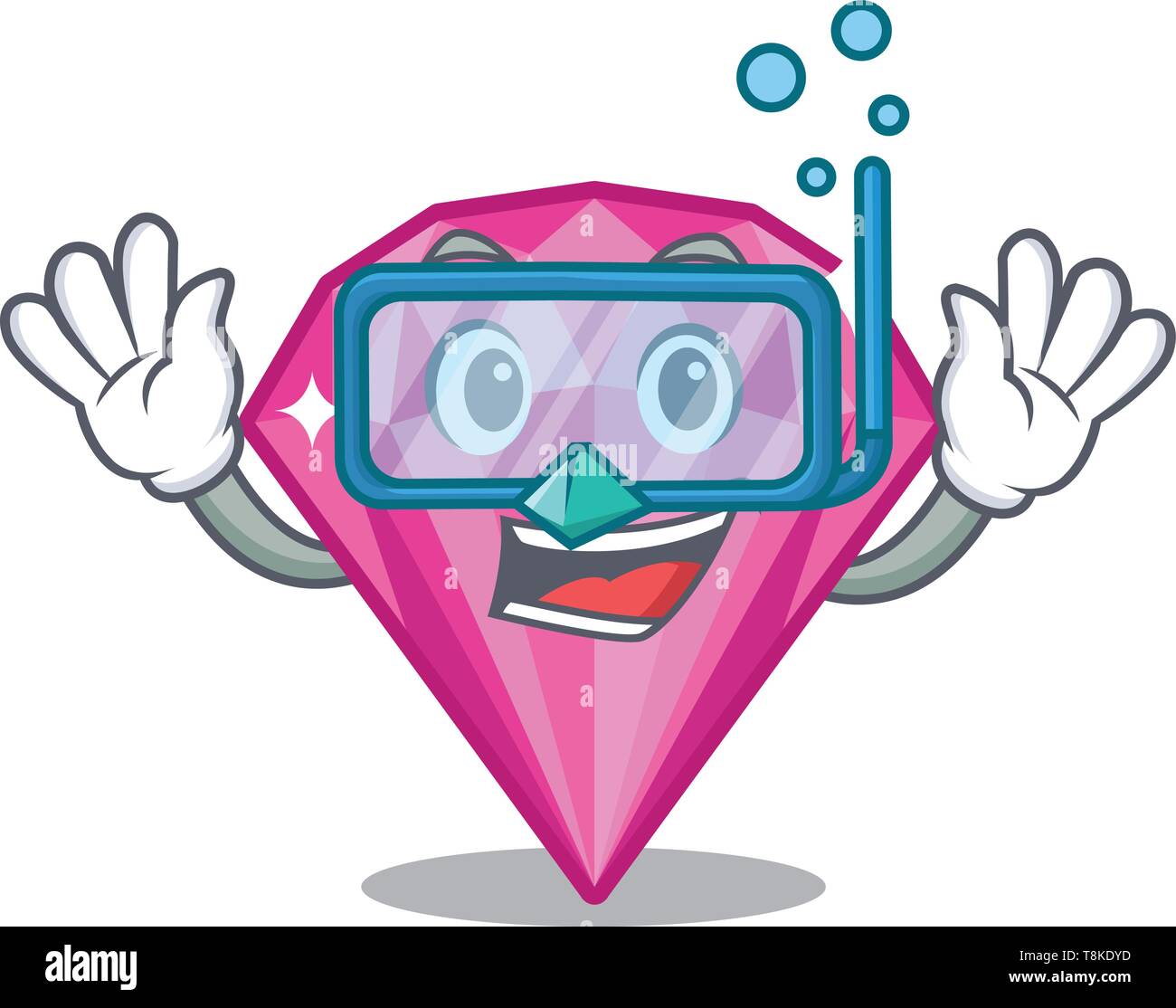 Diving pink diamond isolated with the cartoon Stock Vector Image & Art ...