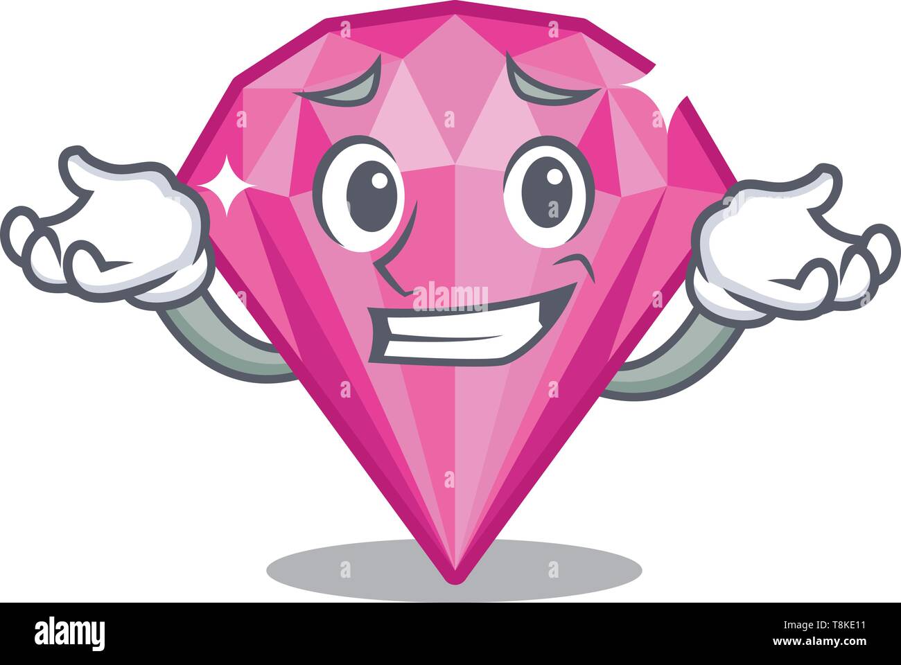 Grinning pink diamond isolated with the cartoon Stock Vector Image ...