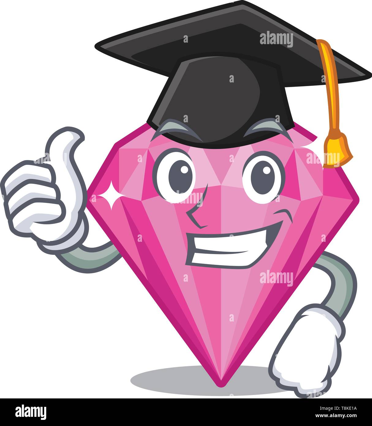 Graduation pink diamond isolated with the cartoon Stock Vector Image ...