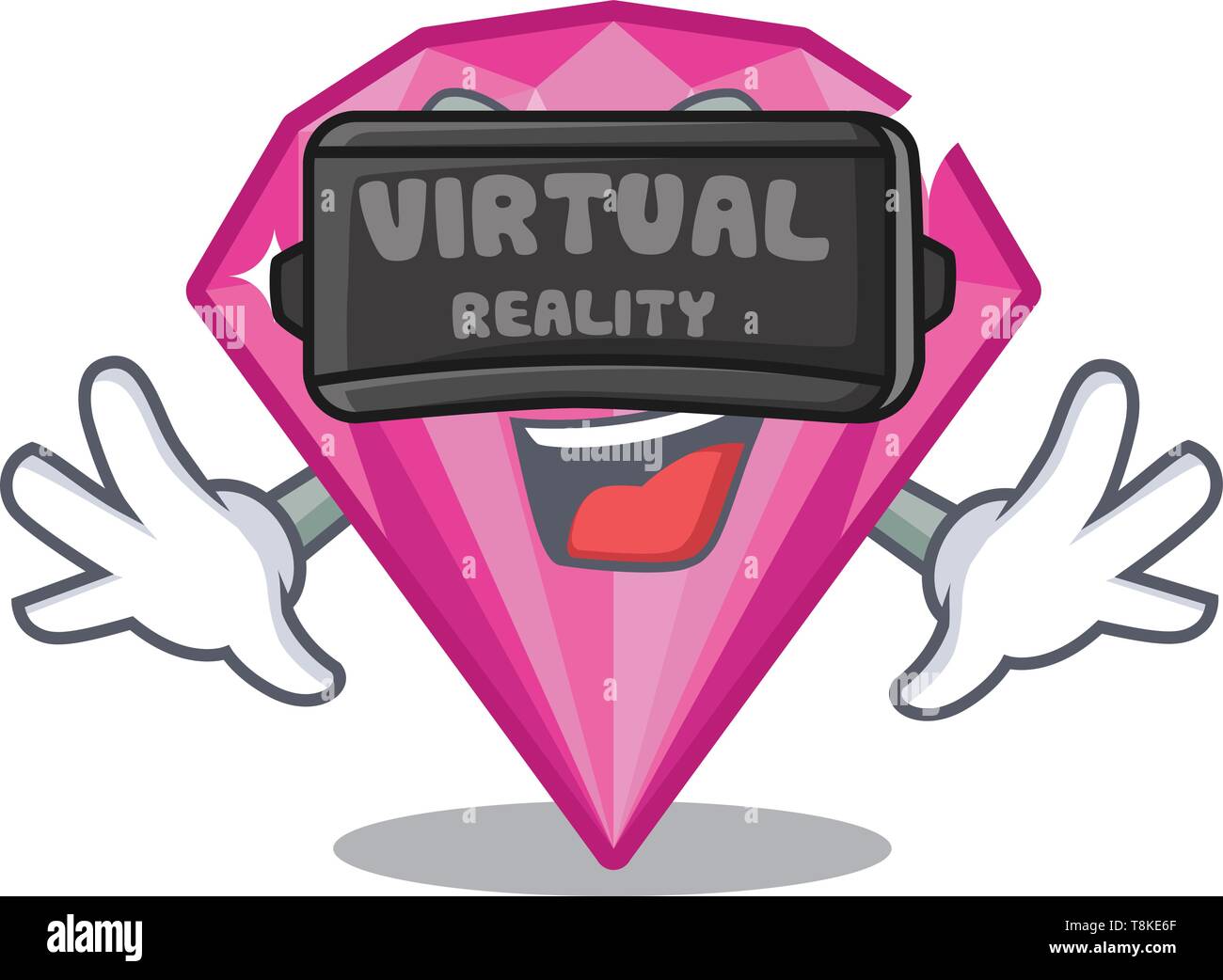 Virtual reality pink diamond in the mascot shape Stock Vector Image ...