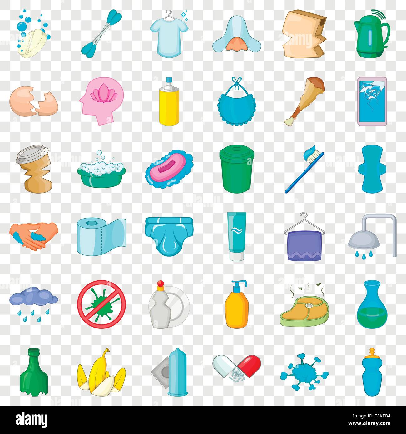 Trash icons set, cartoon style Stock Vector Image & Art - Alamy