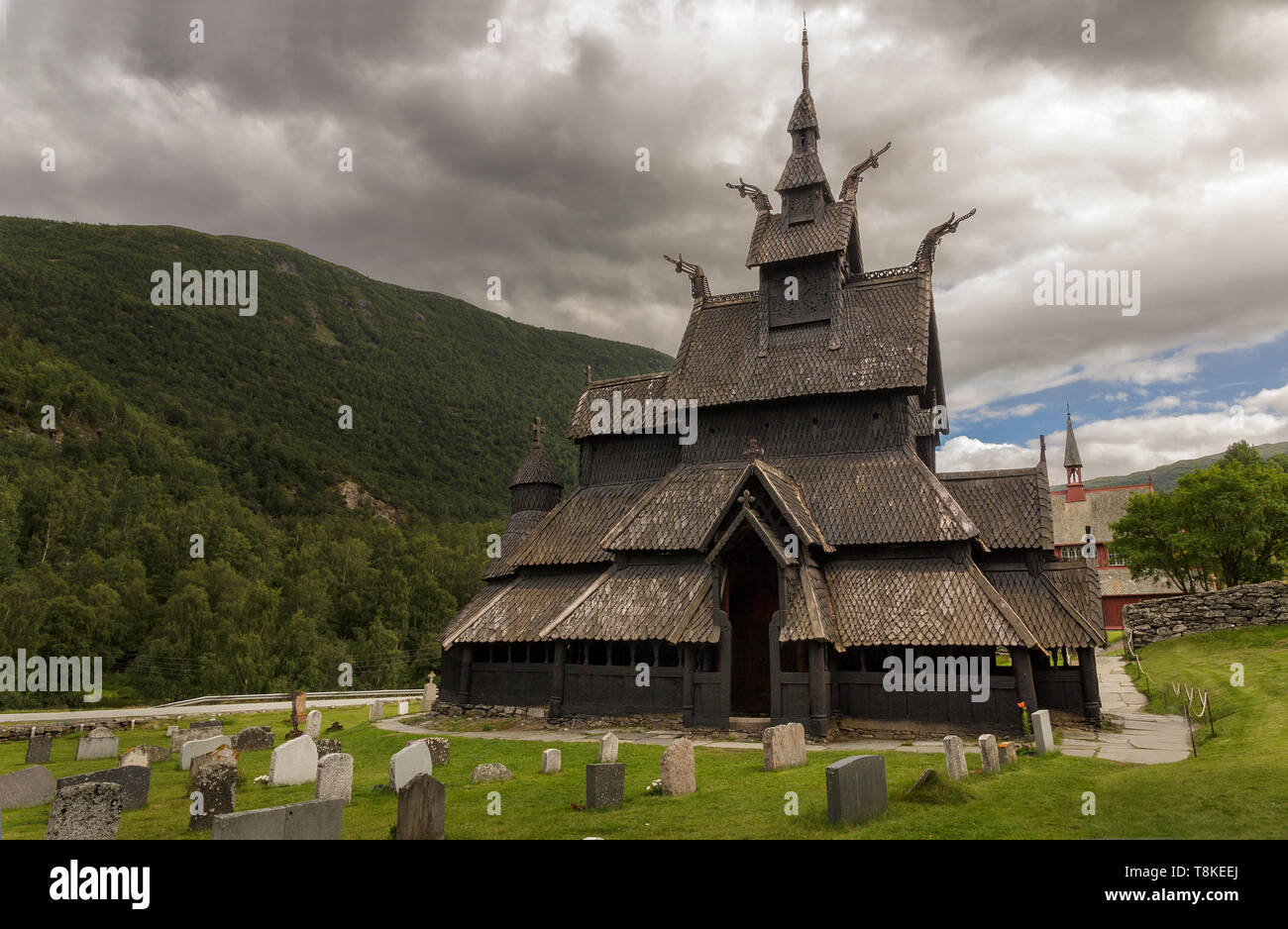 Wood church of Borgund in Norway Stock Photo - Alamy