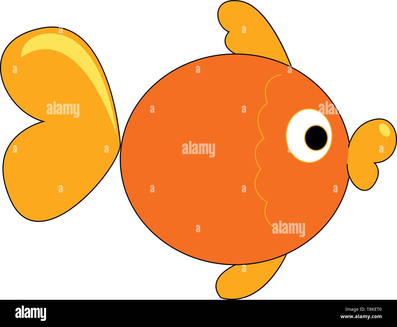 Painting of an orange fish with heart-shaped fin and mouth and oval ...
