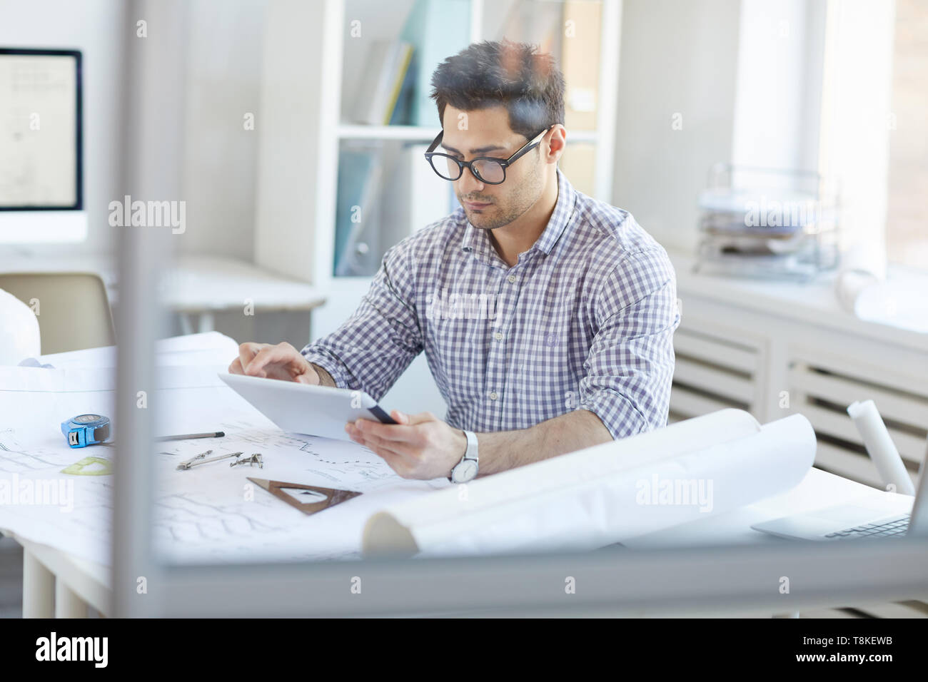 Engineer Using Digital Tablet Stock Photo - Alamy