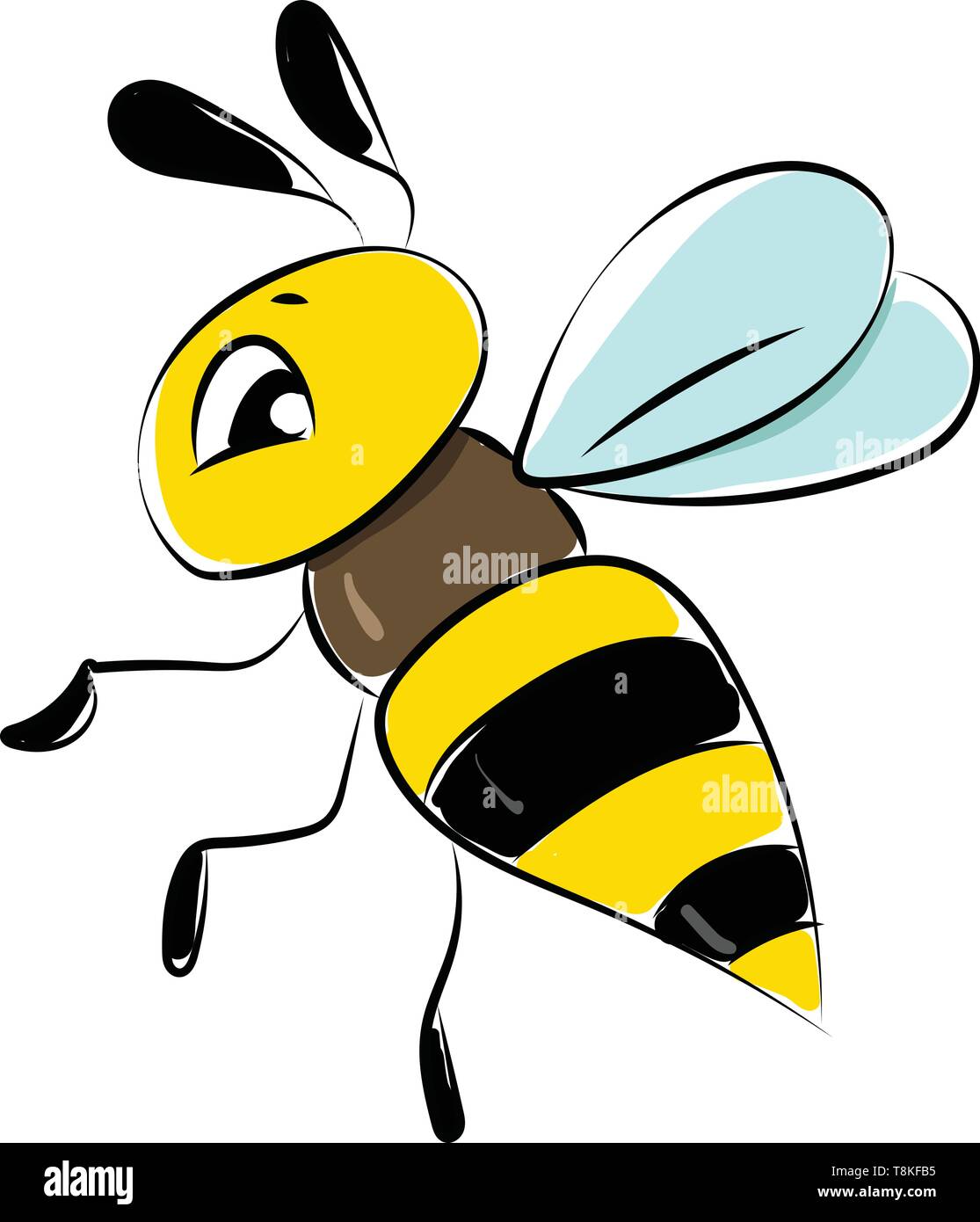 A bee is winged insect which makes honey and can sting., vector, color ...