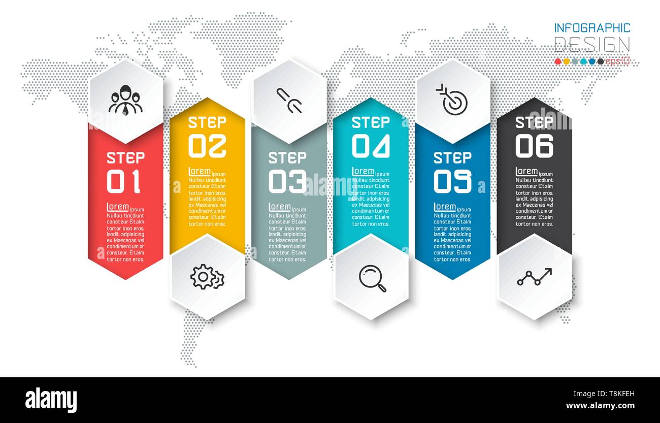 Six colorful bars with business icon infographics Stock Vector Image ...