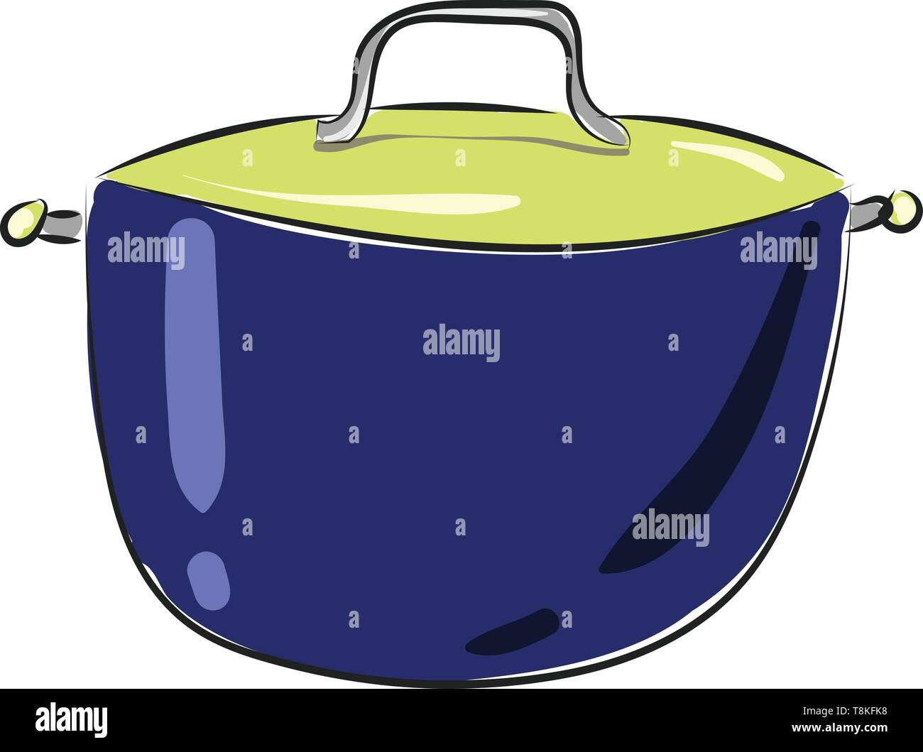 It is round metal container used for cooking food, usually have two ...