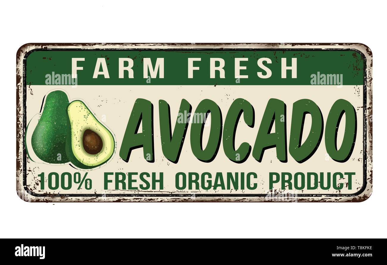 Avocado vintage rusty metal sign on a white background, vector ...