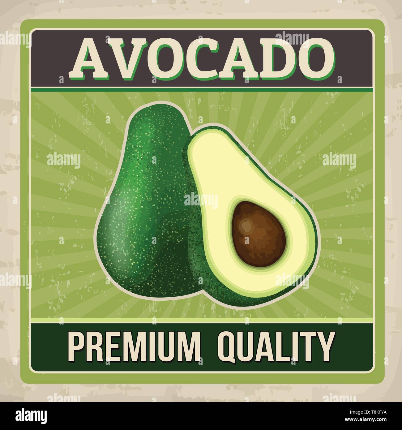 Avocado vintage grunge retro poster, vector illustration Stock Vector ...