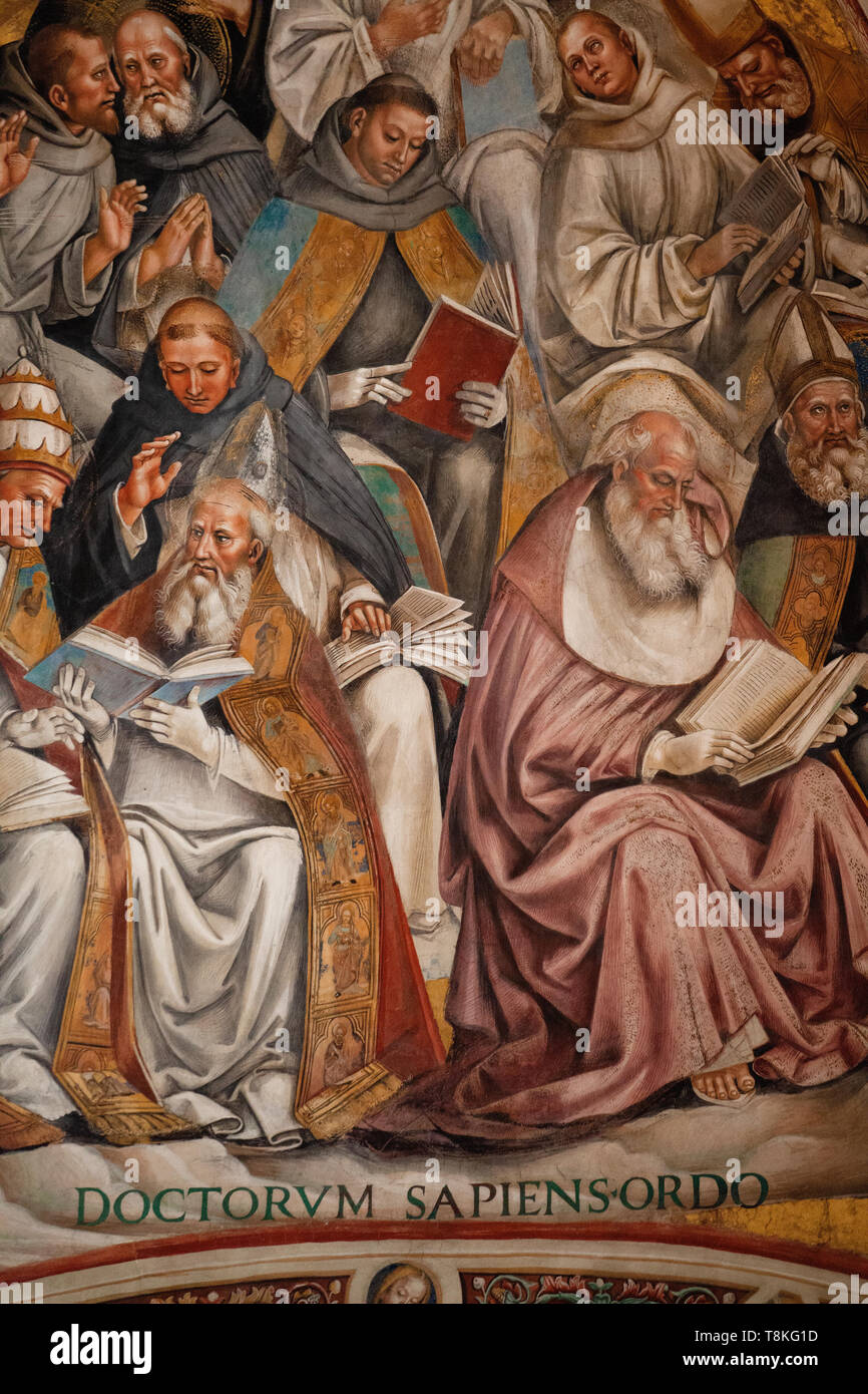 Detail of the Signorelli frescos in the chapel of San Brizio in the ...