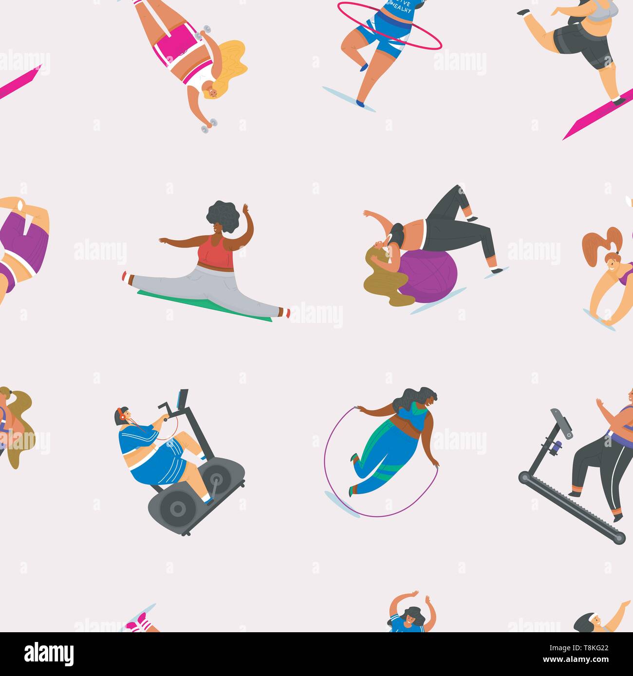 Fat woman workout gym jumping Stock Vector Images - Alamy