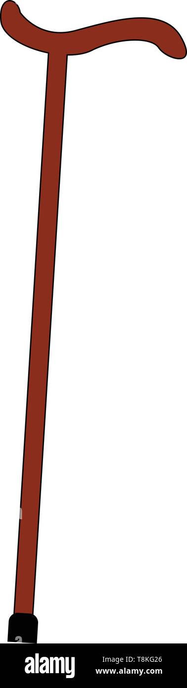 A long stick with curved handle, which is used as support for walking ...