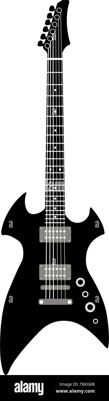 Electric Guitar String Musical Instrument Silhouette. Vector ...