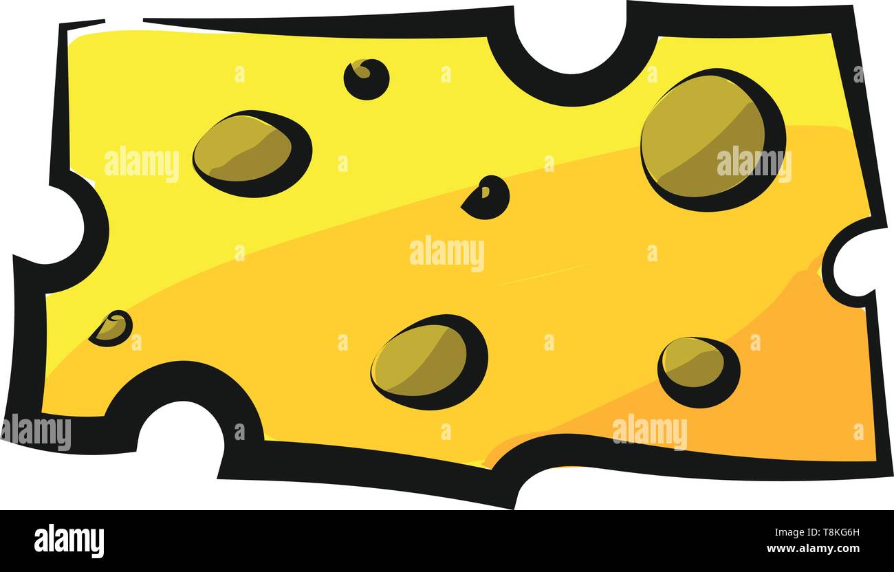 It is a solid food made from milk., vector, color drawing or ...