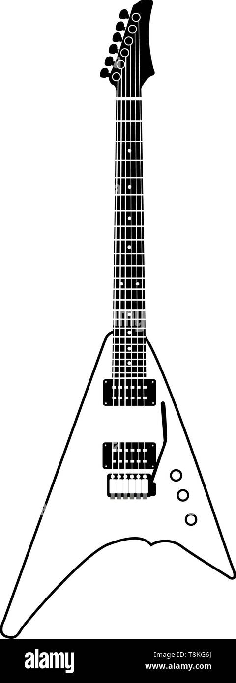 Electric Guitar String Musical Instrument Silhouette. Vector ...