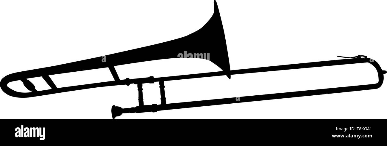Trombone Wind Musical Instrument Silhouette. Vector Illustration Stock ...