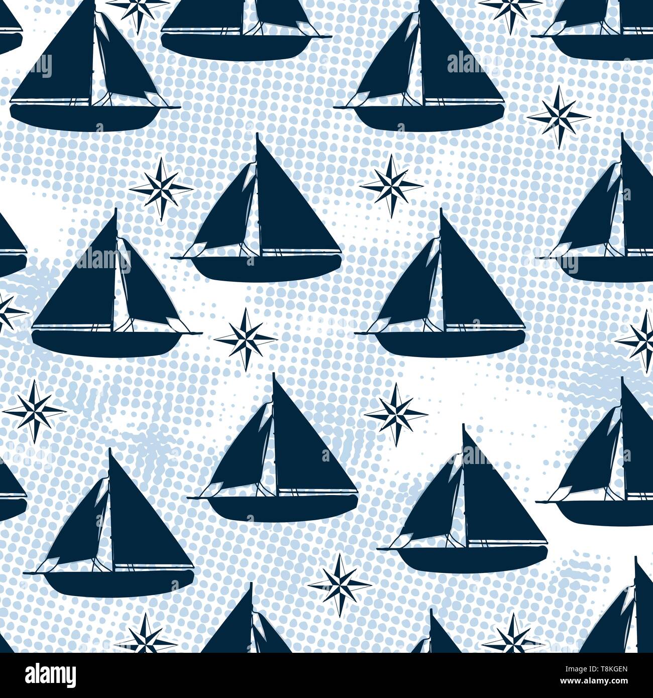 Sailboat pattern texture design, vector illustration. Sailing yachts ...