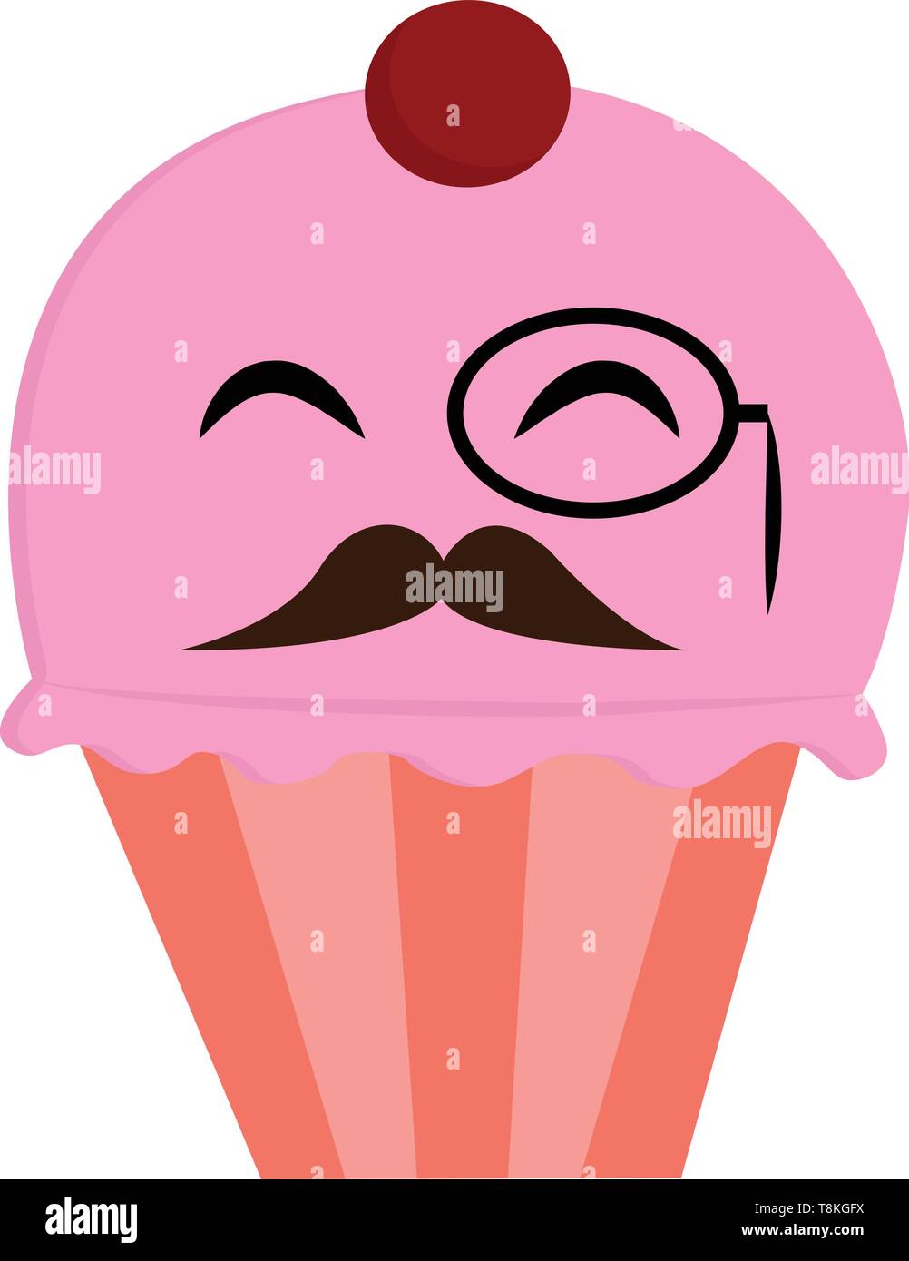 It a small round cake with icing on top., vector, color drawing or ...