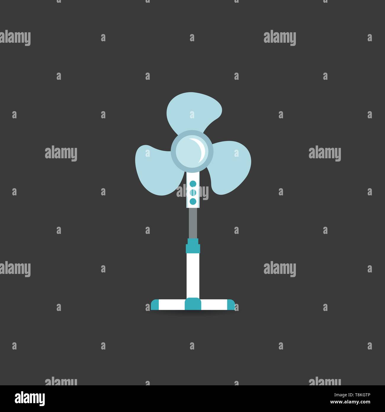 A colour drawing of a blue hand fan, vector, color drawing or ...