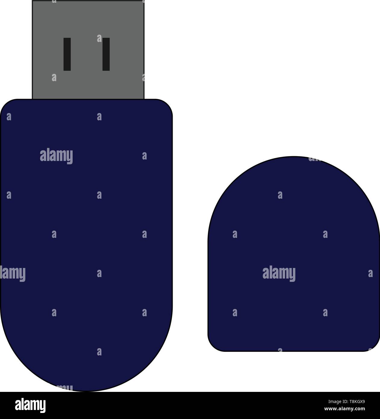 A colour illustration of a flash drive, vector, color drawing or ...