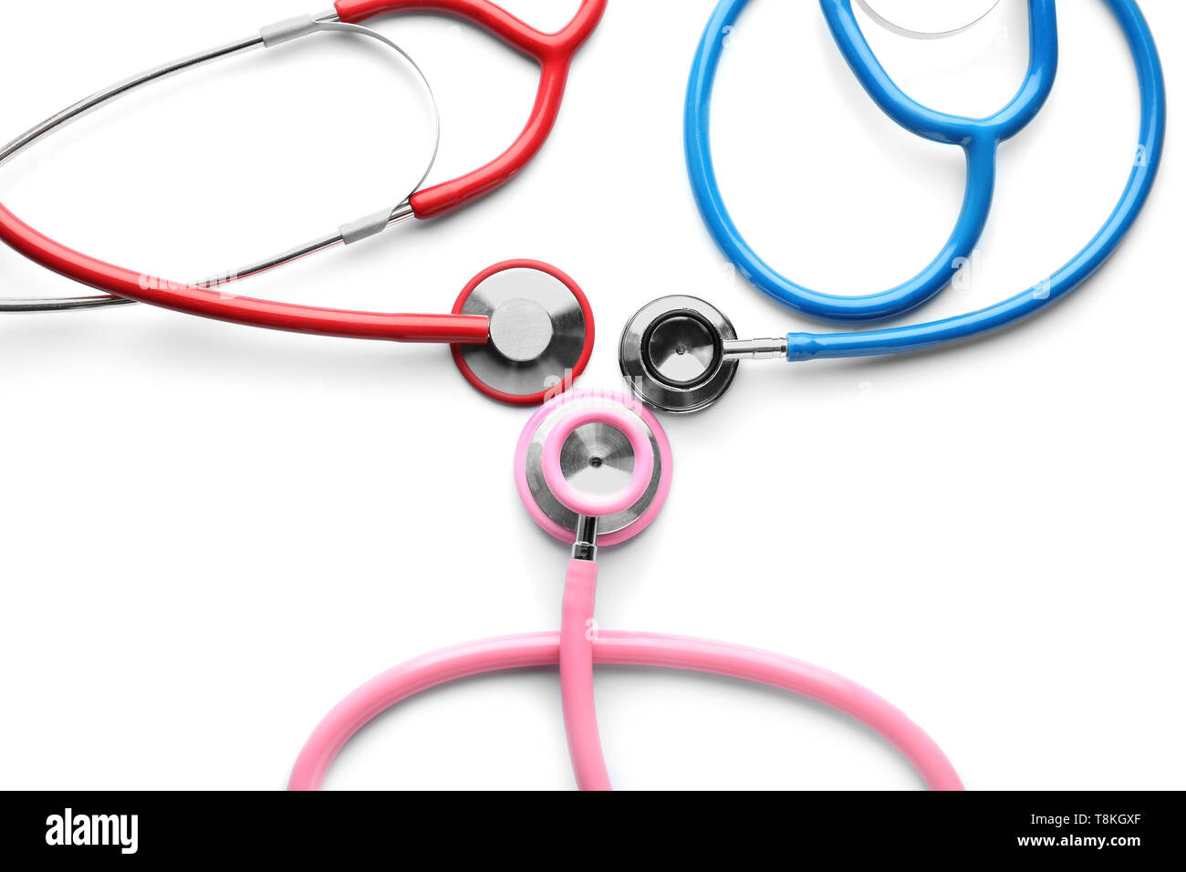 Medical stethoscopes on white background Stock Photo - Alamy