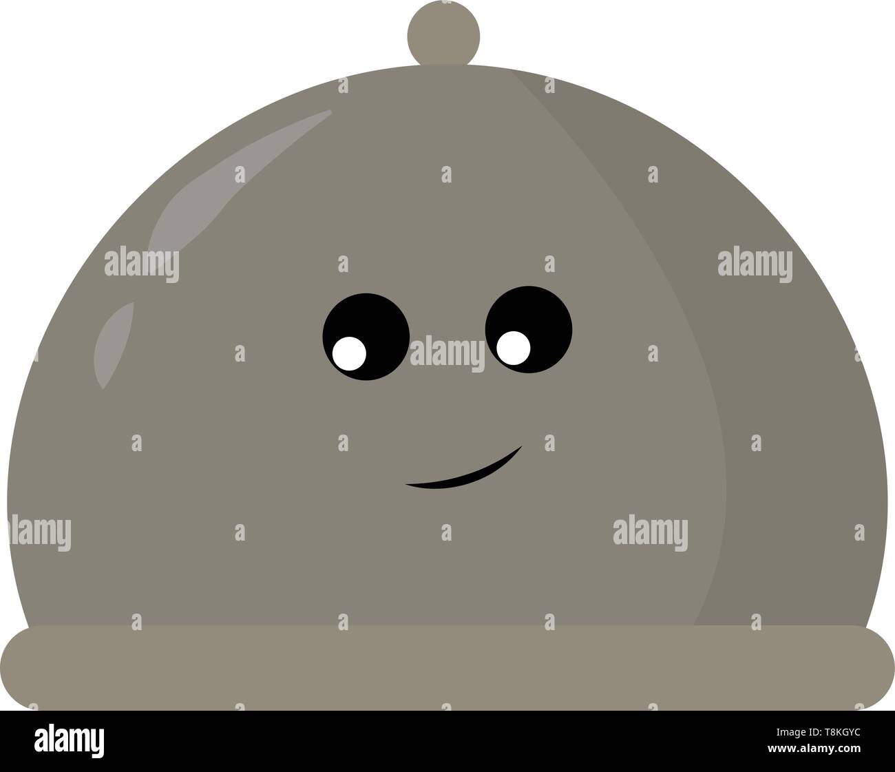 A grey coloured illustration of a food cover plate, vector, color ...