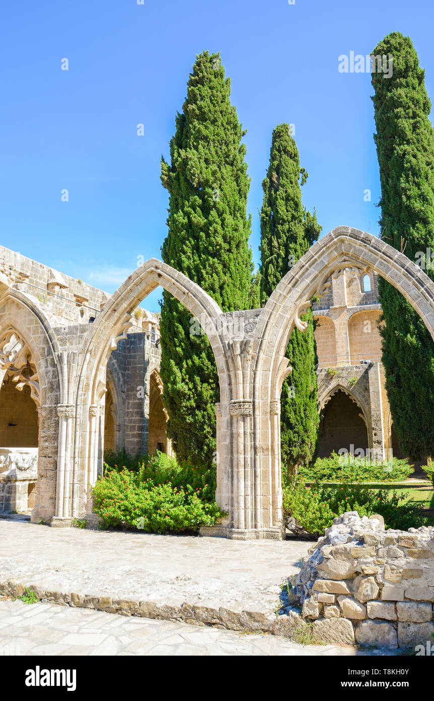Vertical photography of the inner courtyard with typical arches in ...