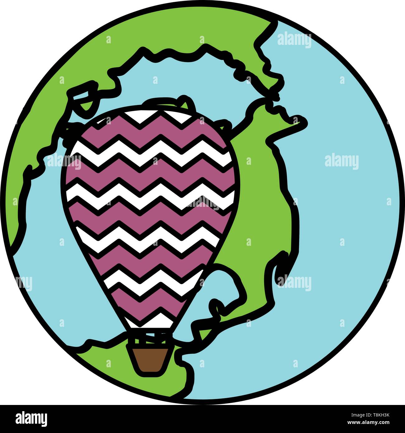 world planet earth with balloon air hot vector illustration design ...