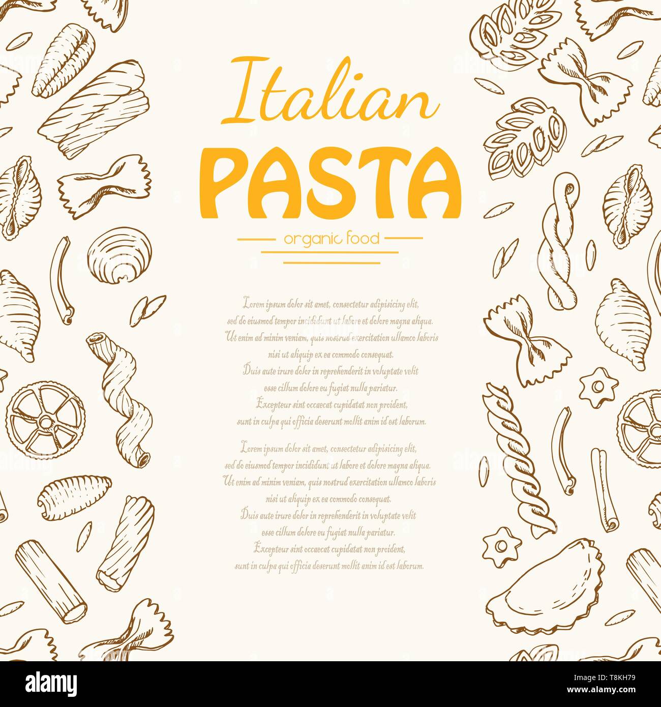 Vertical background with Italian pasta. Vector illustration for your ...