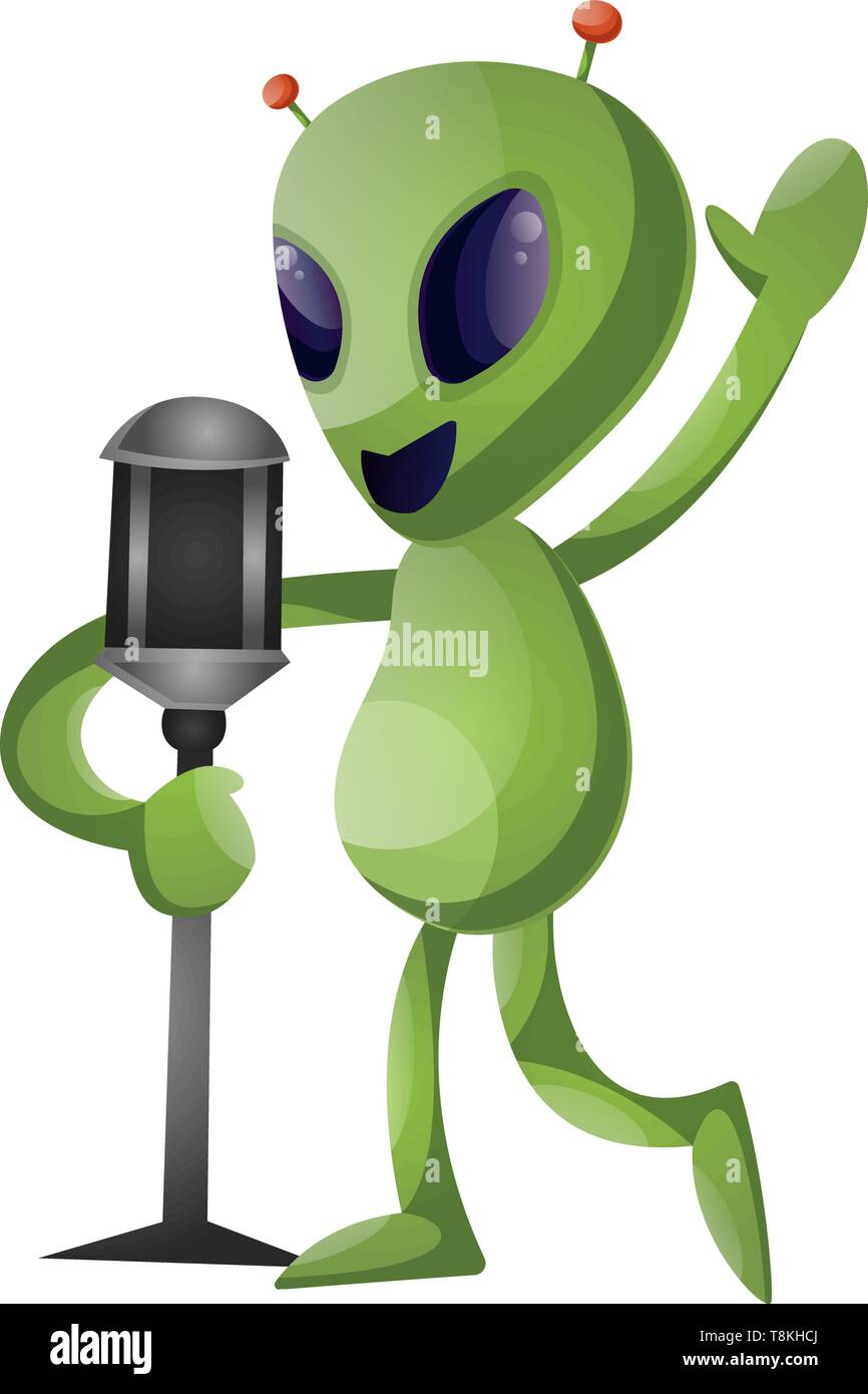 Singing alien, illustration, vector on white background Stock Vector ...