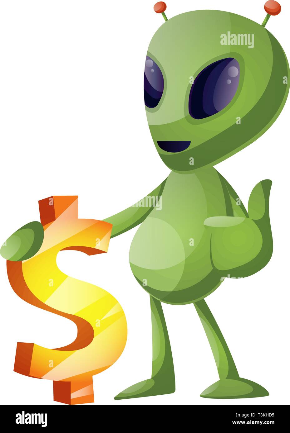 Alien with dollar sign, illustration, vector on white background Stock ...