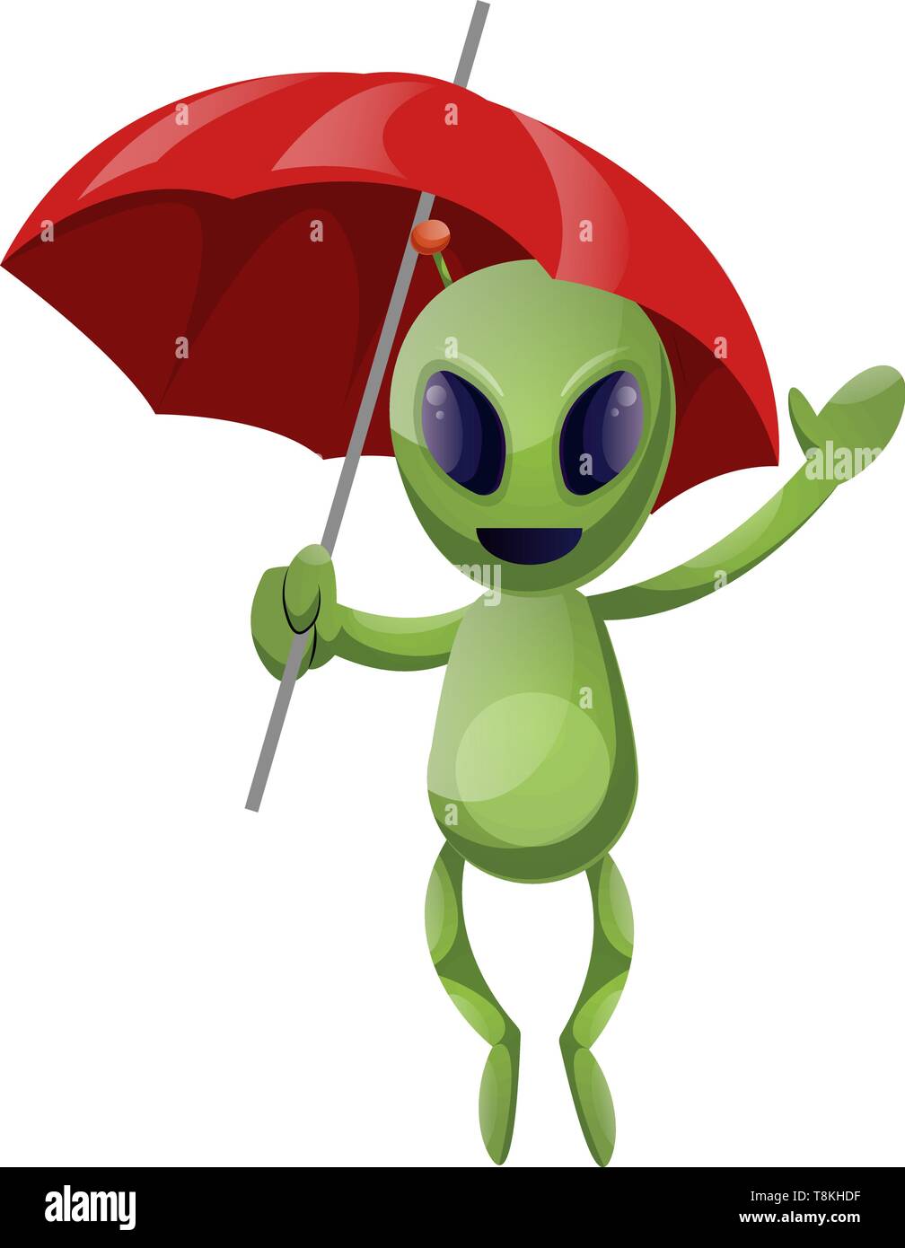 Alien with umbrella, illustration, vector on white background Stock ...