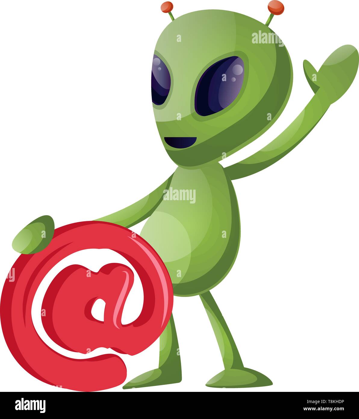 Waving alien, illustration, vector on white background Stock Vector ...