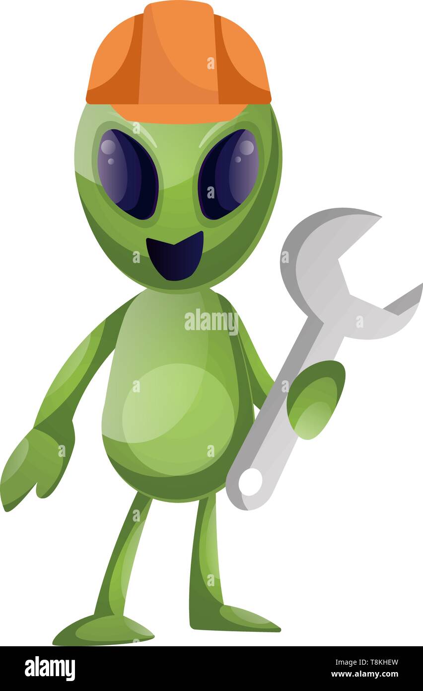 Working alien, illustration, vector on white background Stock Vector ...