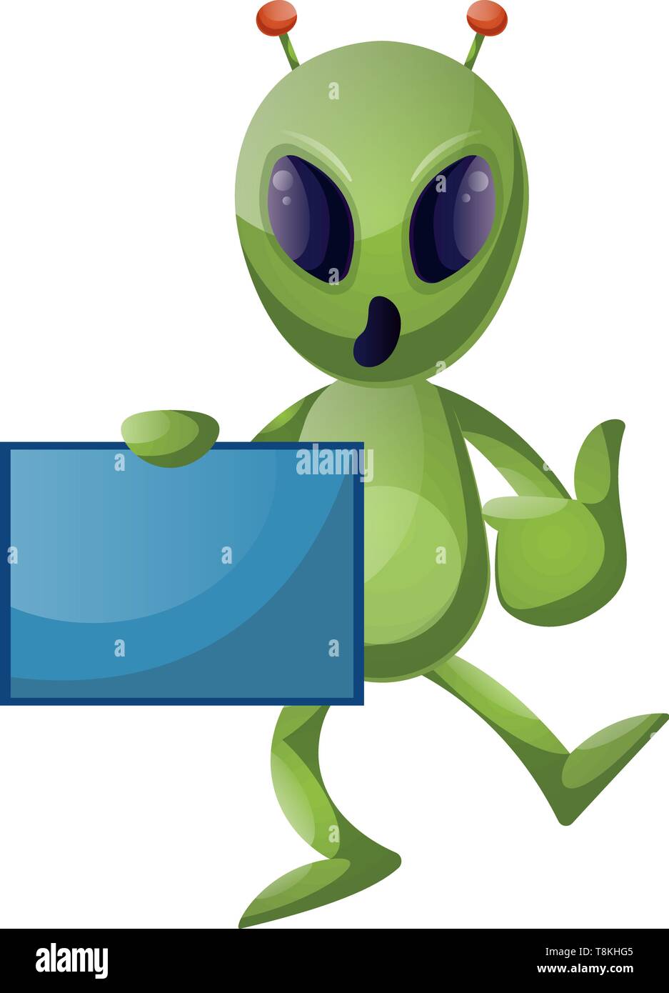 Alien with panel, illustration, vector on white background Stock Vector ...