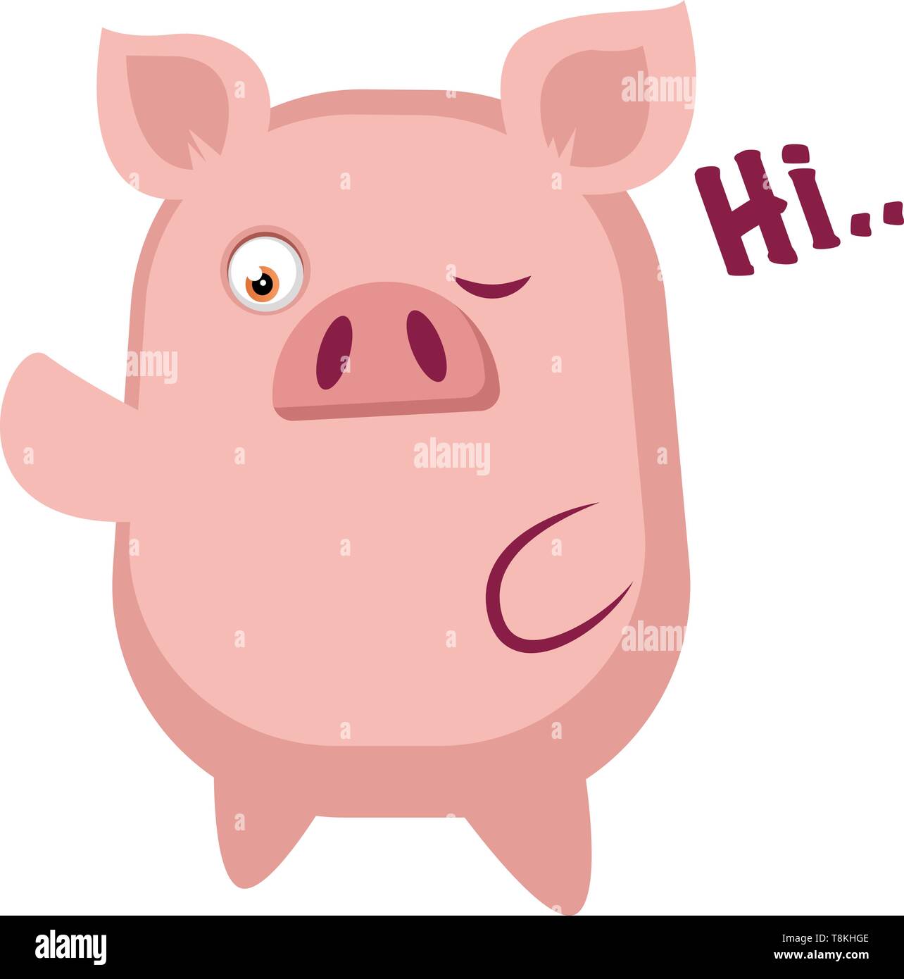 Piggy is waving, illustration, vector on white background Stock Vector ...